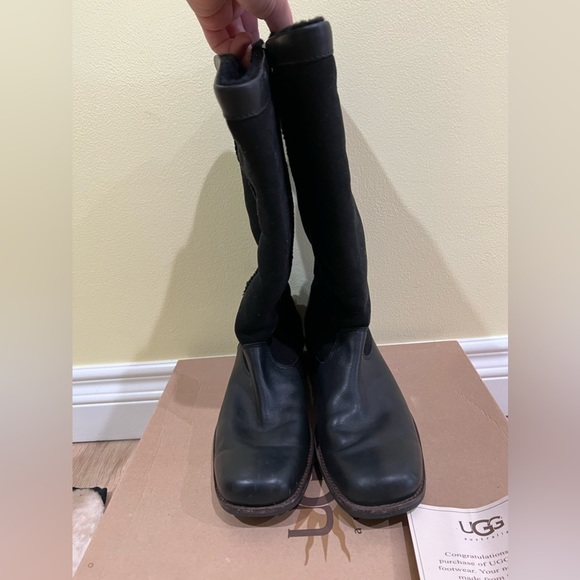 UGG | Shoes | Ugg Brookfield Tall Black Leather Suede Boots With ...